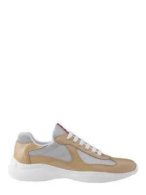 Prada PRADA Low-Top Paneled Sneakers With Patent Finish Cream