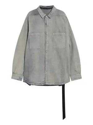 Rick Owens Jumbo Shirt In Pearl Vintage Denim - Blue
