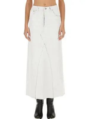 MAISON MARGIELA Midi Skirt In Cotton - White