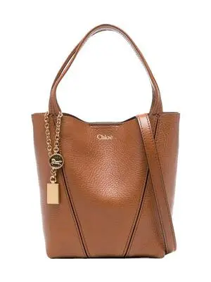 Chloé Cognac Calf Leather Tote Bag With Gold Tone Hardware - Brown