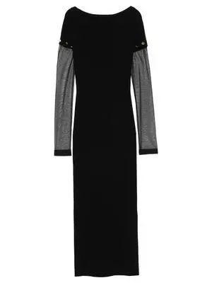 Sportmax Knitted Boat Neck Long Dress With Detachable Sheer Sleeves - Multicolor