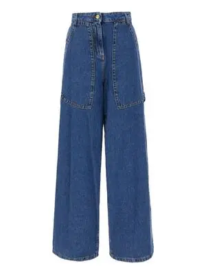 Etro Wide Leg Jeans With Monogram Detail - Multicolor
