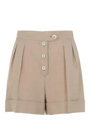 Valentino Garavani VALENTINO Beige Viscose And Linen Shorts Multicolor