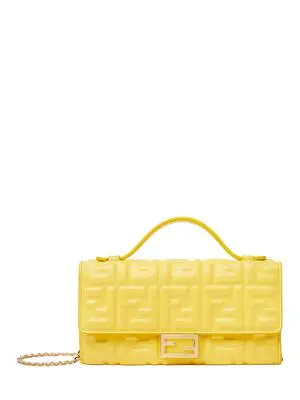 Fendi Continental Wallet With Chain In Nappa Leather With Ff Motif - Yellow