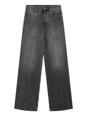 Gucci Stone-washed Wide-leg Jeans - Gray