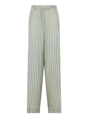 Dries Van Noten Dries Van Noten Green And White Striped Cupro Pants Green