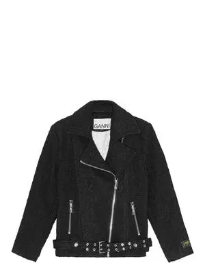 GANNI Boucle Wool Biker Jacket - Multicolor