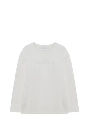 Max Mara Silk Blend Sweatshirt With Raised Logo - White