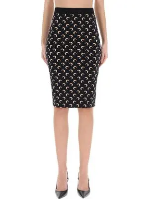 MARINE SERRE Moon Print Midi Skirt - Cream