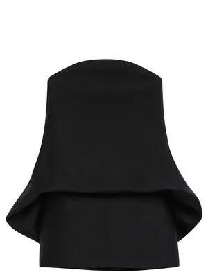 Balenciaga Mini Balloon Bustier Dress In Wool And Silk - Black
