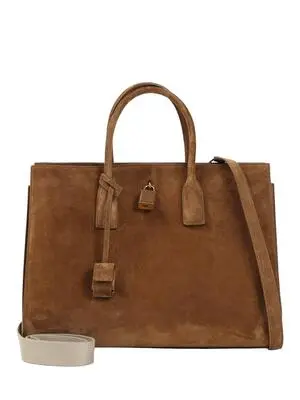 Saint Laurent Sac De Jour Suede Handbag - Brown