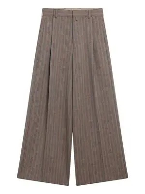 Dries Van Noten Wide-leg Pinstripe Wool Trousers - Silver