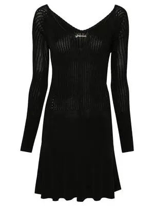 Jacquemus La Mini Robe Pralu Black Ribbed Knit Mini Dress - Multicolor