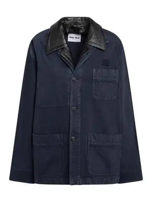 Miu Miu Gabardine And Leather Jacket - Gray
