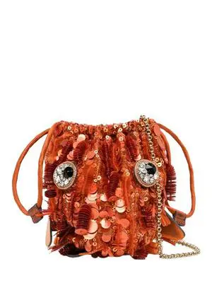 ANYA HINDMARCH Anya Hindmarch Embellished Sequin Bucket Bag Orange