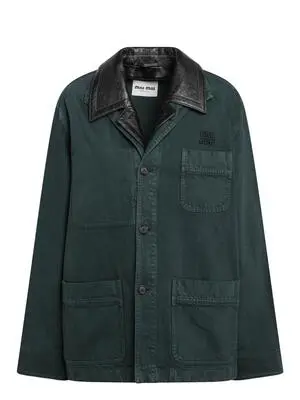 Miu Miu Gabardine And Leather Jacket - Green