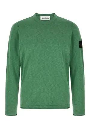Stone Island 5100052 Shaved Cotton And Nylon Blend Crew Neck Sweater - Green