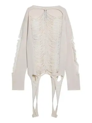 Rick Owens Distressed Wool Sweater - White