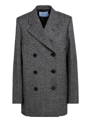 Prada Double-breasted Prince Of Wales Wool Jacket - Black
