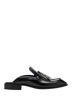 Loewe Edge Mule Loafers In Brushed Calf Leather - Black