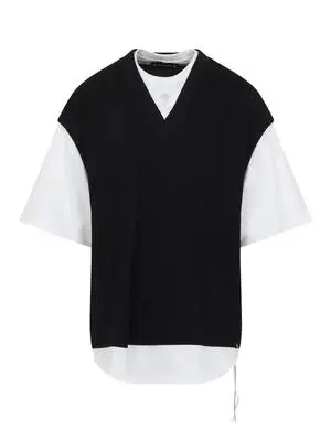 MASTERMIND WORLD Layered Short Sleeves Vest Tee - Black