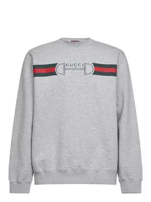 Gucci Melange Grey Cotton Printed Sweatshirt - Multicolor