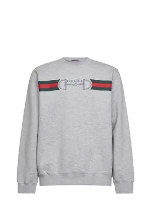 Gucci Melange Grey Cotton Printed Sweatshirt - Multicolor