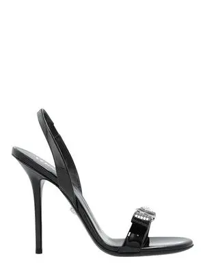 Versace Leather Medusa Bow High Heel Sandals - Black