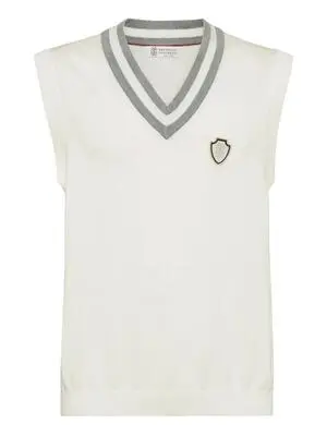 Brunello Cucinelli Sleeveless V-neck Vest - White