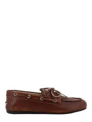Miu Miu Leather Loafers With Lettering Logo - Multicolor