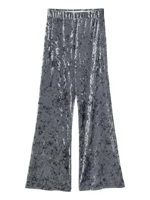 FORTE_FORTE Velvet Crushed Flared Trousers - Multicolor