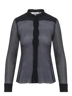 Chloé Silk Crêpon Shirt - Blue