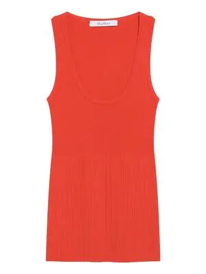 Max Mara Max Mara Ribbed Technical Yarn Sleeveless Top Red