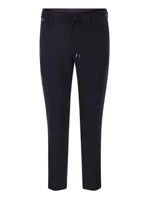 BOSS Linen Blend Chino Trousers With Drawstring In Modern Regular Fit - Blue