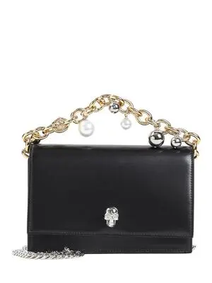 Alexander McQueen Small Skull Clutch With Pearl Chain Handle - Black