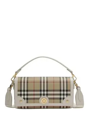 Burberry Note Small Shoulder Bag In Coated Cotton - Cream