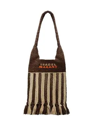 ISABEL MARANT ÉTOILE Isabel Marant Striped Raffia Bag With Fringe Trim