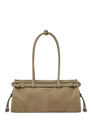 Prada Bonnie Medium Handbag In Nubuck Leather - Brown