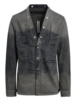 Rick Owens V-neck Shirt In Grey Degrade Denim - Multicolor