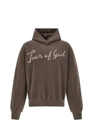 Fear Of God Cotton Hoodie With Graphic Print - Brown