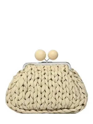 Max Mara Woven Clutch With Kiss Clasp - Cream