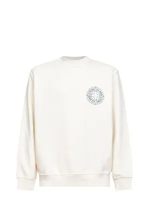 Stone Island Outline Compass Printed Cotton Sweatshirt - Multicolor