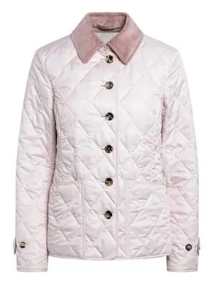 Burberry Quilted Jacket With Corduroy Collar - Pink