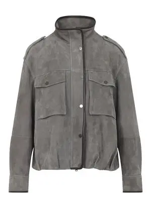 Brunello Cucinelli Suede Safari Jacket - Gray