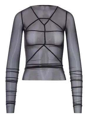 Rick Owens Temple T-shirt In Transparent Tulle - Black