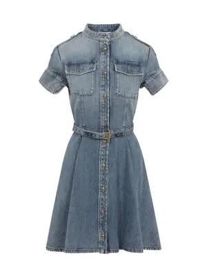 Alexander McQueen Denim Mini Dress - Blue