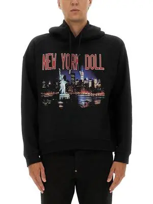 Dsquared2 Printed Cotton Hoodie - Black