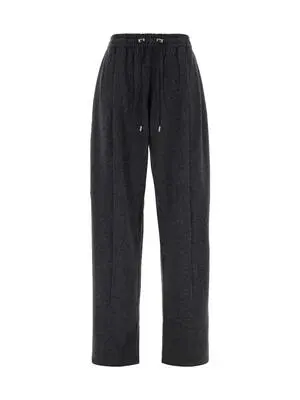 Prada Wool And Cashmere Drawstring Trousers - Gray