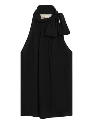 Valentino Garavani Sleeveless Silk Top With Neck Bow - Black
