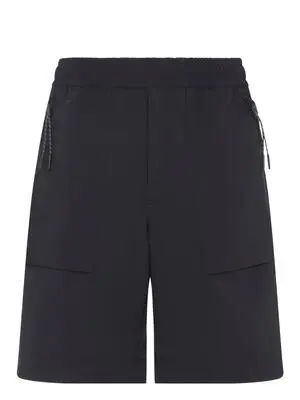 Moncler Polyester Shorts With Elastic Waist And Zipped Fastening - Black